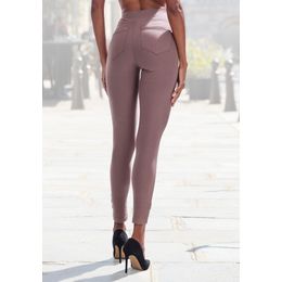 H.I.S. Leggings H.I.S, Damen, Gr. 40/42, N-Gr, grau (taupe), Obermaterial: 70% Baumwolle, 25% Polyester, 5% Elasthan, unifarben, Basic, Hosen Leggings, im Schlupfhosen Style, Topseller