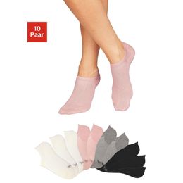 Sneakersocken Bench., Damen, Gr. 35-38, bunt (3x ecru, 2x grau, 2x rosa, 3x schwarz), Baumwolle, Elasthan, Polyamid, unifarben, elastisch, Socken Sneakersocken, mit Pikeestruktur, Topseller