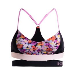Bandeau-Bikini-Top Roxy "Roxy Active", Damen, Gr. XXL, Cup B, bunt (anthrazit swim blooms), Obermaterial: 78% Polyamid, 22% Elasthan;, Bikini-Oberteile Bandeau-Bikini-Top