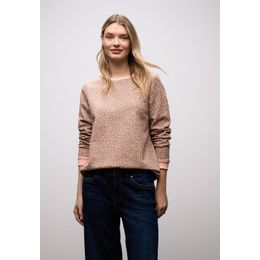 Sweatshirt Street One, Damen, Gr. 38, light apricot, Sweatware, Obermaterial: 85% Baumwolle, 15% Polyester, regular fit normal, Rundhals, Rippb&uuml;ndchen, Sweatshirts Sweatshirt, mit Leo-Print