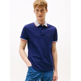 Poloshirt Tommy Hilfiger "CONTRAST COLLAR CUFF REG POLO", Herren, Gr. M, blau (preppy navy), Piqu&eacute;, Obermaterial: 96% Baumwolle, 4% Elasthan, regular fit, Rippb&uuml;ndchen, Shirts Poloshirt