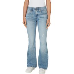 5-Pocket-Jeans Pepe Jeans "FLARE JEANS MW VENUS", Damen, Gr. 26, L&auml;nge 30, light used bleached, Denim/Jeans, Obermaterial: 99% Baumwolle, 1% Elasthan, ausgestellt, Jeans 5-Pocket-Jeans, im Flared Fit