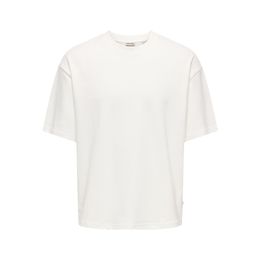 Only & Sons T-Shirt ONLY & SONS "ONSLENNY OVZ SS STRCT TEE NOOS", Herren, Gr. XXL, cloud dancer, Jersey, Obermaterial: 100% Baumwolle, gestreift, relaxed fit normal, Rundhals, Shirts T-Shirt