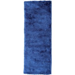 Hochflor-Teppich CarpetFine "Breeze", blau, B:80cm H:45mm L:350cm, Polyester, Teppiche, Hochflor-Teppich, besonders weich mit leichtem Glanz Garn, Wohnzimmer
