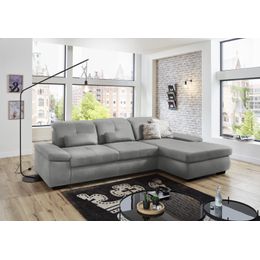 Ecksofa DIE PLANBAR "MP-IN16012 L-Form, mit Federkern-Polsterung", silber, B:309cm H:85cm T:195cm, 85% Polyester;15% Nylon, Sofas, Ecksofa, inkl. Sitztiefenverstellung, wahlweise mit weiteren Funktionen