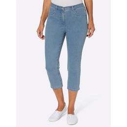 3/4-Jeans Classic Basics, Damen, Gr. 38, Normalgr&ouml;&szlig;en, blau (blau, bleached), 81% Baumwolle, 17% Polyester, 2% Elasthan, unifarben, 3/4-L&auml;nge, Jeans 3/4-Jeans
