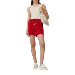Shorts s.Oliver, Damen, Gr. 42, N-Gr, chilli pepper, Obermaterial: 50% Polyester, 38% Baumwolle, 12% Viskose, unifarben, regular fit kniefrei, Hosen Shorts, Sommerhose mit elastischem Bund