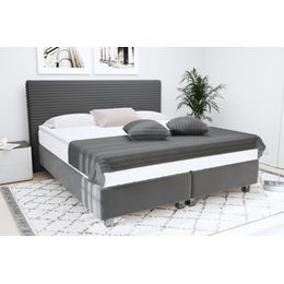 Boxspringbett "Sven", grau (anthrazit), L:210cm, 80% Baumwolle/20% Polyester;Polsterwatte: 100% Polyester, Westfalia Schlafkomfort, Komplettbetten, Boxspringbett, inkl. Zierkissen, wahlweise mit und ohne Kaltschaum-Topper