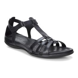 Riemchensandale Ecco "FLASH", Damen, Gr. 43, schwarz, Leder, Schuhe Riemchensandale, Sommerschuh, Sandalette, Klettschuh, im Metallic-Look
