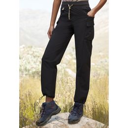active by Lascana Trekkinghose LASCANA ACTIVE "Cargo Pants", Damen, Gr. 46, N-Gr, schwarz, Web, Obermaterial: 92% Polyamid, 8% Elasthan, unifarben, Hosen Trekkinghose, Schlupfform, Topseller