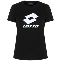 T-Shirt Lotto, Damen, Gr. XL (42), schwarz (caviar), 100% Baumwolle, unifarben, Rundhals, gerader Abschluss, Shirts T-Shirt, - mit angesagtem Crewneck