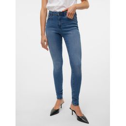 V&eacute;ro Moda Skinny-fit-Jeans VERO MODA "VMTATIANA MR S PIPING JEANS", Damen, Gr. M (38), L&auml;nge 34, medium blau denim, Denim/Jeans, Obermaterial: 69% Baumwolle, 25% Polyester, 3% Elasthan, 3% Viskose, unifarben, skinny fit, Jeans Skinny-fit-Jeans