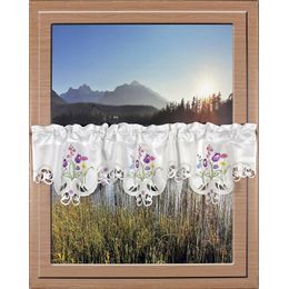 Querbehang "Blumensee" Gr. 2, bunt (gr&uuml;n, lila, wei&szlig;), B:120cm H:30cm, Ausbrenner, Polyester, HOSSNER - ART OF HOME DECO, Gardinen, Querbehang, m. Cut-Outs