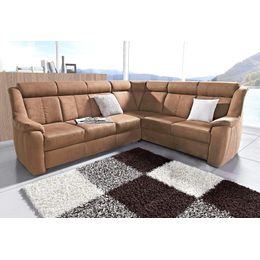 Sit & More Ecksofa SIT & MORE "Basel L-Form", braun (cappuccino), B:261cm H:98cm T:211cm, Altara Nubuck, Luxus-Microfaser (100% Polyester;PRIMABELLE-Microfaser, Luxus-Microfaser (100% Polyester;SOFTLUX-Kunstleder;NaturLEDER (echtes Rindsleder), Sofas, Ecksofa, wahlweise mit Relaxfunktion