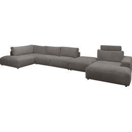Wohnlandschaft Musterring "Lucia U-Form", grau (dunkelgrau), B:524cm H:81cm T:204cm, Sofas, Wohnlandschaft, Cord-Bezug, inklusive Kopfst&uuml;tze, Gesamtbreite 524 cm