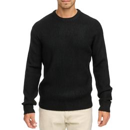 Rundhalspullover INDICODE "INBertram O-neck", Herren, Gr. XL, schwarz, Strick, Obermaterial: 58% Polyacryl, 32% Polyester, 7% Wolle, 3% Elasthan, unifarben, regular fit h&uuml;ftlang, Rundhals, Pullover Rundhalspullover