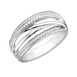 Fingerring Smart Jewel "Ring verschlungen mit Zirkonia Steinen, Silber 925" Gr. 60, silber, Fingerringe, Damen, 60, Silber 925 (Sterlingsilber), Fingerring