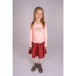 Midikleid happy girls, M&auml;dchen, Gr. 134, N-Gr, pink (salmon pink), Sweatware, Obermaterial: 95% Baumwolle, 5% Elasthan. Unterteil: 100% Baumwolle, bedruckt, unifarben, regular fit, Rundhals, Kleider Midikleid