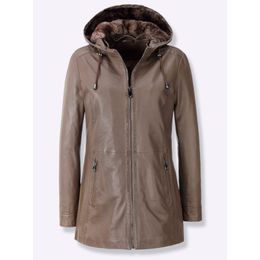 Lederjacke Inspirationen, Damen, Gr. 40, grau (taupe), 100% Lammnappaleder, Fellimitat:100% Polyester, unifarben, Jacken Lederjacke