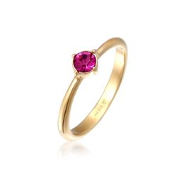 Silberring Elli "Ring Solit&auml;r Kristall Rot-Rosa Klassik 925 Silber" Gr. 56, gold, Fingerringe, Damen, 56, Silber 925 (Sterlingsilber), Silberring