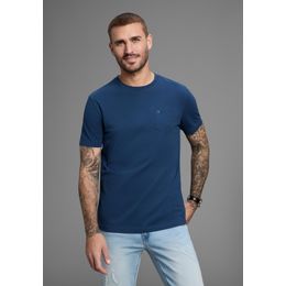 T-Shirt Bruno Banani, Herren, Gr. XXL (60/62), blau, Single Jersey, Obermaterial: 100% Baumwolle, washed, slim fit, Rundhals, Shirts T-Shirt, Gewaschene Optik mit Brusttasche