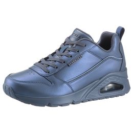 Sneaker Skechers "UNO-GALACTIC GAL", Damen, Gr. 37, blau (graublau metallic), Lederimitat, metallic, schimmernd, Schuhe Sneaker, Freizeitschuh, Keilsneaker, Schn&uuml;rschuh mit Skech Air Ausstattung