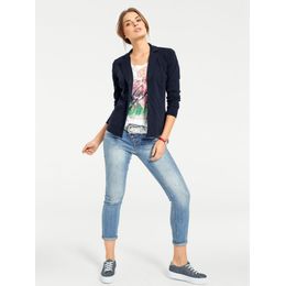 Jerseyblazer Heine "Jersey-Blazer", Damen, Gr. 40, blau, 100% Baumwolle, Blazer Jerseyblazer