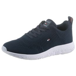 Sneaker Tommy Hilfiger "CORPORATE KNIT RIB RUNNER", Herren, Gr. 43, blau (nachtblau), Textil, Schuhe Sneaker, Freizeitschuh, Halbschuh, Schn&uuml;rschuh mit seitlicher Logoflagge