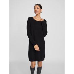 Strickkleid Vila "VIRIL KNIT DRESS", Damen, Gr. S, N-Gr, schwarz, Feinstrick, Obermaterial: 50% Viskose, 27% Nylon, 23% Polyester, regular fit kniefrei, Rundhals, B&uuml;ndchen, Kleider Strickkleid, trageangenehme Viskosemischung