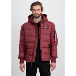 Winterjacke Alpha Industries "Hooded Puffer Alpha FD", Herren, Gr. XXL, rot (burgundy), Obermaterial: 100% Polyester; Futter: 100% Polyester; F&uuml;llung: 100% Polyester, Jacken Winterjacke