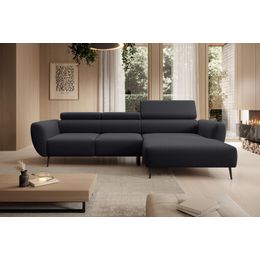 Ecksofa WERK2 "Alisson, mit elektrischer Sitztiefenverstellung, L-Form, Breite 277 cm", anthrazit, B:277cm H:76cm T:174cm, 92% Polyester, 8% Nylon, Sofas, Ecksofa, Alisson &ndash; flexibler Komfort mit modernem Design und smarten Details.