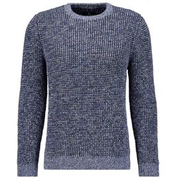 Rundhalspullover Ragman, Herren, Gr. 52, blau (blau, melange, 171), Strick, 100% Baumwolle, Rundhals, Pullover Rundhalspullover
