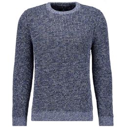 Rundhalspullover Ragman, Herren, Gr. 54, blau (blau, melange, 171), Strick, 100% Baumwolle, Rundhals, Pullover Rundhalspullover