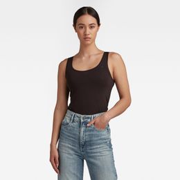 G-Star Raw Tanktop G-STAR, Damen, Gr. XS (34), schwarz, Jersey, Obermaterial: 95% Baumwolle, 5% Elasthan, unifarben, figurbetont normal, tiefer Rundhals, Tops Tanktop, mit dezenter Stickerei
