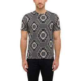 T-Shirt Mustang "Style Austin", Herren, Gr. XL, schwarz (fading ikat schwarz), Jersey, Obermaterial: 100% Baumwolle, gemustert, regular fit normal, Rundhals, Shirts T-Shirt, mit Ethno- Druck