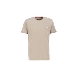 T-Shirt Alpha Industries "Signature Puff Print Backprint T-Shirt", Herren, Gr. S, beige (vintage sand), Obermaterial: 100% Baumwolle, Shirts T-Shirt