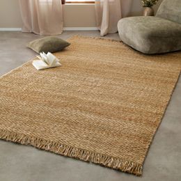 Teppich GREEN LOOOP "Dhurry", beige (natur), B:80cm H:12mm L:150cm, Jute, Teppiche, Teppich, handgewebt, robust, strapazierf&auml;hig, Jute, Natur, Wohnzimmer