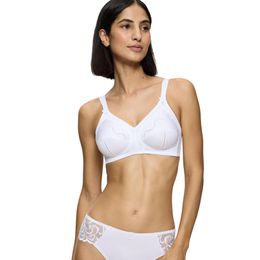 B&uuml;gelloser BH Triumph "Doreen + Cotton 01 N", Damen, Gr. 95, Cup F, wei&szlig;, Microtouch, Obermaterial: 35% Polyester, 29% Polyamid, 22% Baumwolle, 13% Elasthan, 1% Viskose, unifarben, BHs B&uuml;gelloser BH, mit zarter Lochstickerei