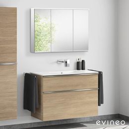 Duravit ME by Starck Waschtisch, evineo ineo4 Unterschrank B: 103 cm, mit Griff, mit Spiegelschrank,, 233610AA60+BE0267OA+BEA003MI,