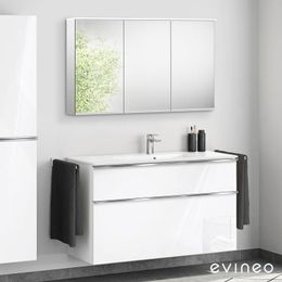 Duravit ME by Starck Waschtisch, evineo ineo4 Unterschrank B: 123 cm, mit Griff, mit Spiegelschrank,, 233612AA00+BE0268WH+BEA004MI,