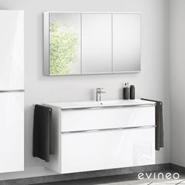 Duravit ME by Starck Waschtisch, evineo ineo4 Unterschrank B: 123 cm, mit Griff, mit Spiegelschrank,, 233612AC00+BE0268WH+BEA004MI,