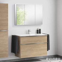 Duravit ME by Starck Waschtisch, evineo ineo4 Unterschrank B: 103 cm, mit Griff, mit Spiegelschrank f&uuml;r die Schweiz,, 233610AA00+BE0267OA+BEA042MI,