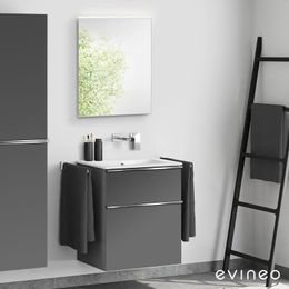 Duravit ME by Starck Waschtisch, evineo ineo4 Unterschrank B: 63 cm, mit Griff, mit Spiegel,, 233663AC60+BE0265AN+BEA009MI,