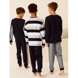 next Schlafanzug Jungen Gr&ouml;&szlig;e 110 beige / grau / schwarz / wei&szlig;