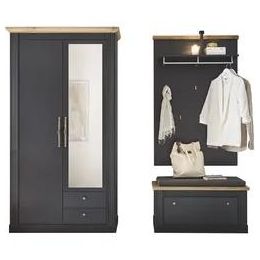 Garderoben-Set OTTO HOME "WESTMINSTER TOPSELLER", grau (dunkelgrau, wotan eiche), B:220cm H:203cm T:46cm, Kastenm&ouml;bel-Sets, im romantischen Landhausstil