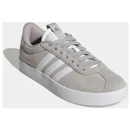 Sneaker Adidas SPORTSWEAR "VL COURT 3.0", Damen, Gr. 40,5, grau (grau two, ftwr wei&szlig;, silber metallic), Leder, Synthetik, Schuhe Sneaker, inspiriert vom Design des Adidas samba, Topseller