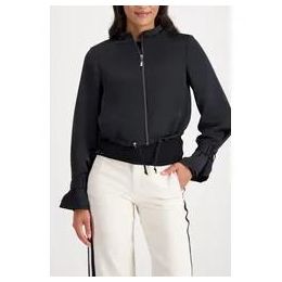 Blouson monari "Jacke Satinblouson", Damen, Gr. 44, schwarz, Web, Obermaterial: 100% Polyester. Futter: 100% Polyester, unifarben, regular fit taillenlang, Rundhals, eingesetzt gerader Abschluss, Jacken Blouson, Regular fit mit Stehkragen