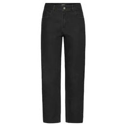 Mom-Jeans oxmo "Mom-Jeans OXHELLE MOM JEANS", Damen, Gr. 26, N-Gr, schwarz (schwarz denim), Obermaterial: 68% Baumwolle CO. 27% Polyester PES. 3% Viskose CV. 2% Elasthan EL., Jeans