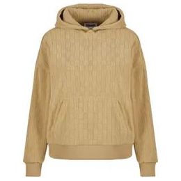 Kapuzenpullover Urban Classics "Urban Classics Ladies Jacquard Velvet Oversized Hoodie", Damen, Gr. XS, unionbeige, 100% Polyester, mehrfarbig, oversize, ohne Ausschnitt, Pullover Kapuzenpullover