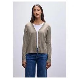 Strickjacke Street One, Herren, Gr. 44, mocha dream meliert, Stoff, Obermaterial: 86% Viskose, 14% Polyester, unifarben, comfort fit normal, V-Ausschnitt, B&uuml;ndchen, Strickjacken Strickjacke, mit Rippstrickdetails